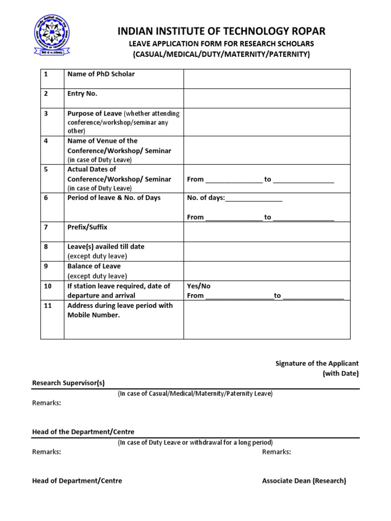 Leave Application Form | PDF