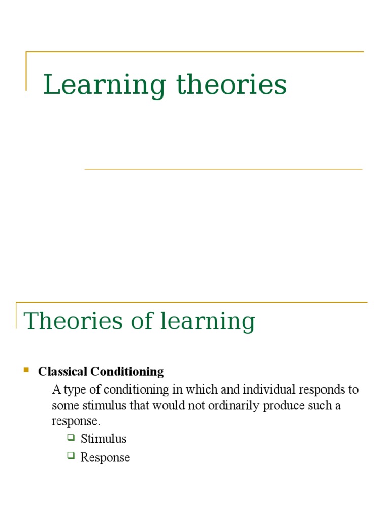 Learning Theory | PDF | Classical Conditioning | Reinforcement
