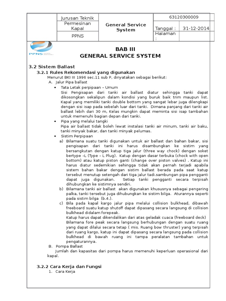 Sistem dan Pompa Ballast Kapal | PDF