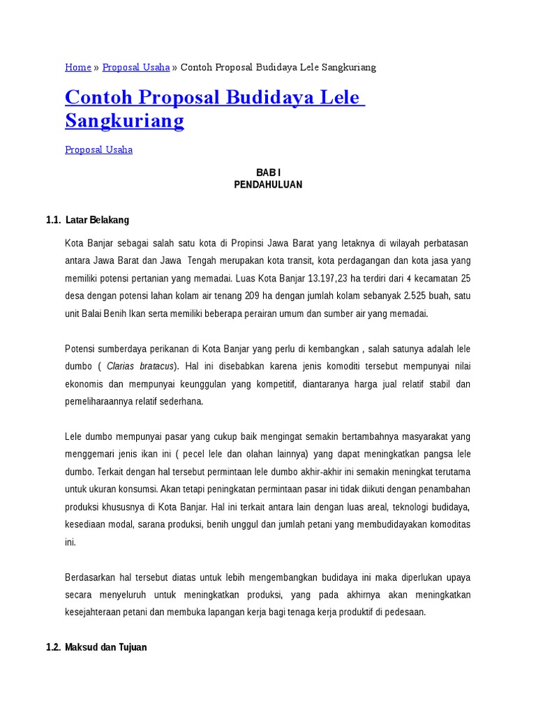 Contoh Proposal Ikan Lele | PDF