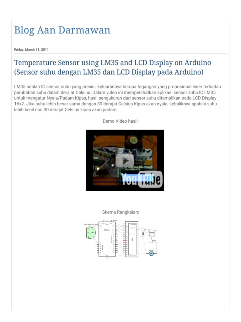 Temperature Sensor Using LM35 and LCD Display On Arduino (Sensor Suhu ...