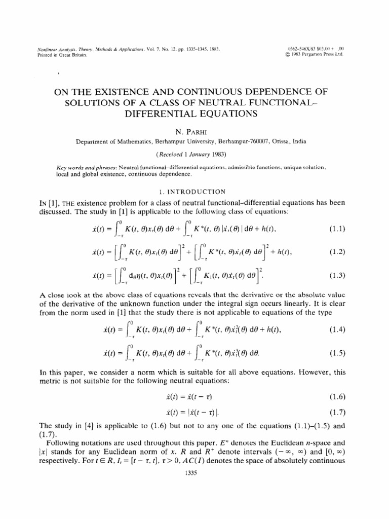 On The Existence and Continuous Dependence OF Solutions of A Class of ...