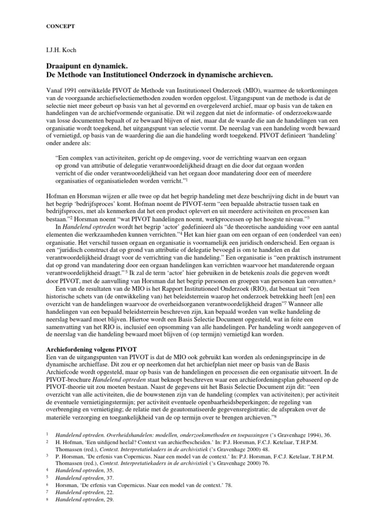 Draaipunt en Dynamiek. de Methode Van Institutioneel Onderzoek in ...