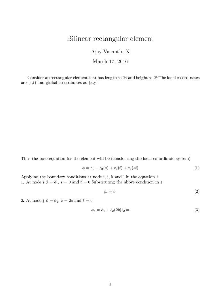 Bilinear Rectangular Element | PDF | Science & Mathematics