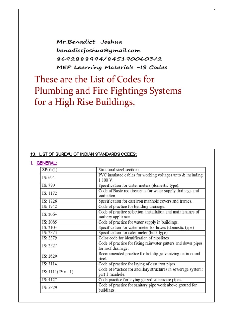 Phe & FFTG Bis Codes | PDF | Fire Sprinkler System | Pipe (Fluid ...
