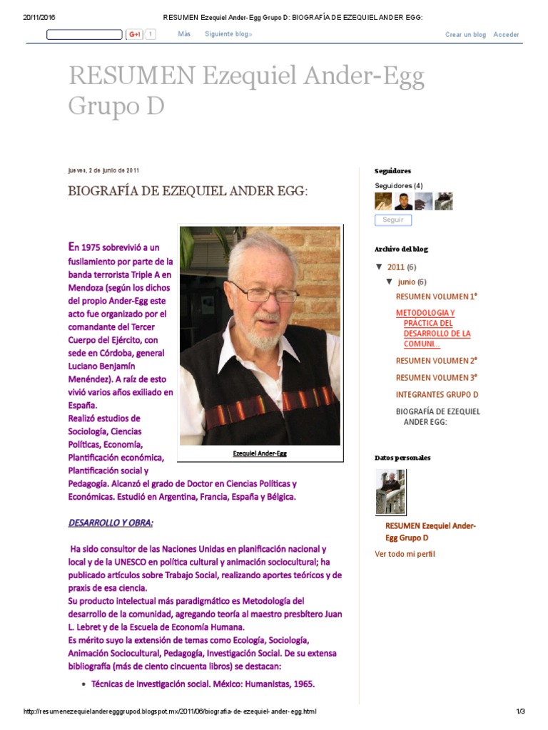 Resumen Ezequiel Ander-Egg Grupo D - Biografía de Ezequiel Ander Egg | PDF | Trabajo Social ...