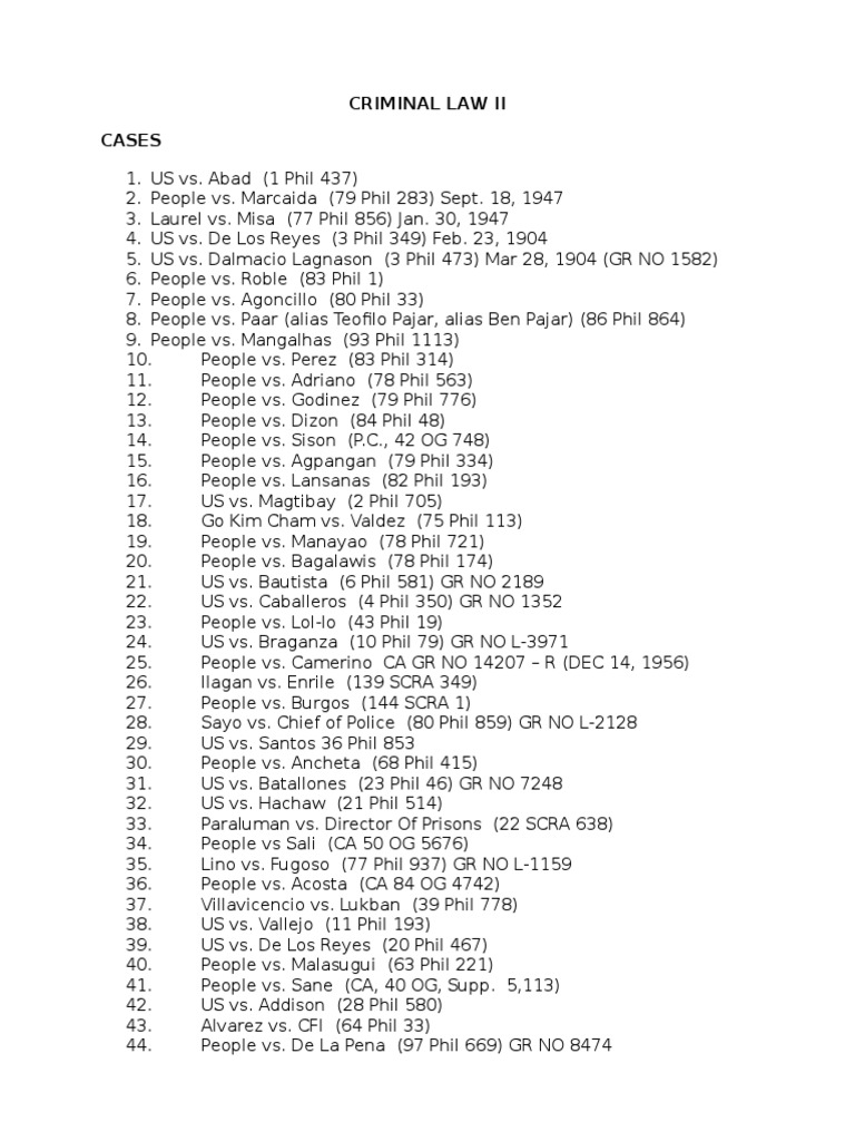 Criminal Law II Cases | PDF