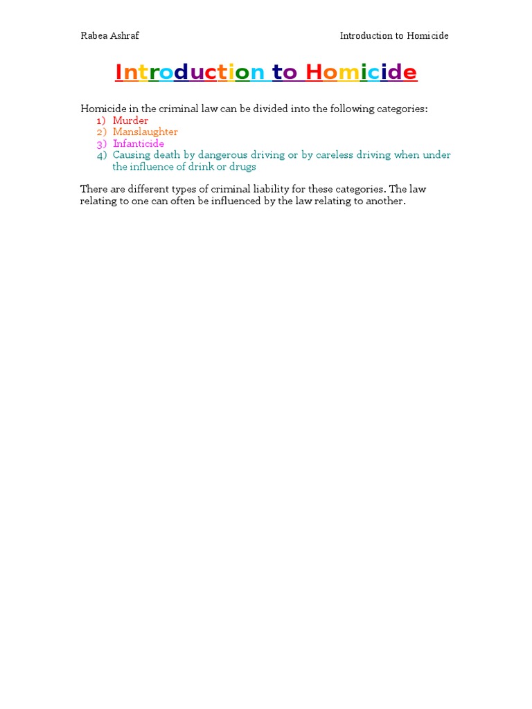 Homicide Introduction | PDF