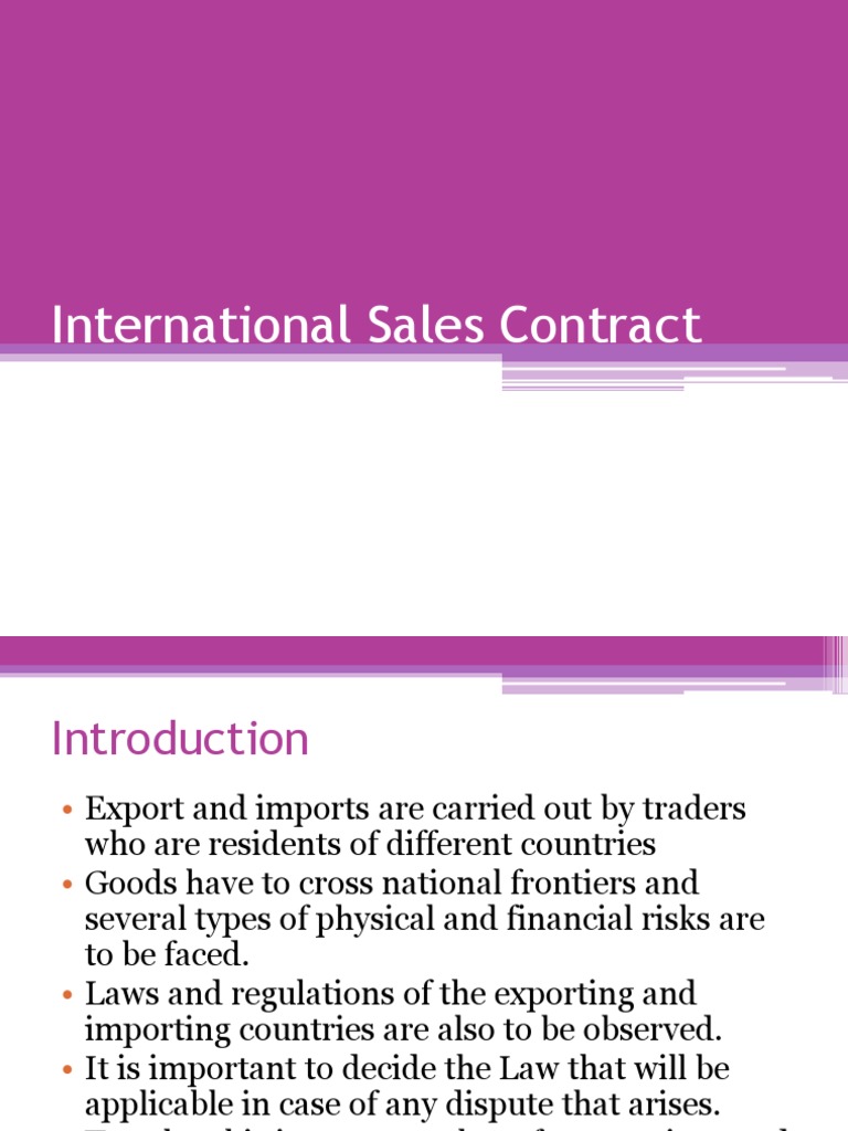 International Sales Contract Overview | PDF | Offer And Acceptance ...