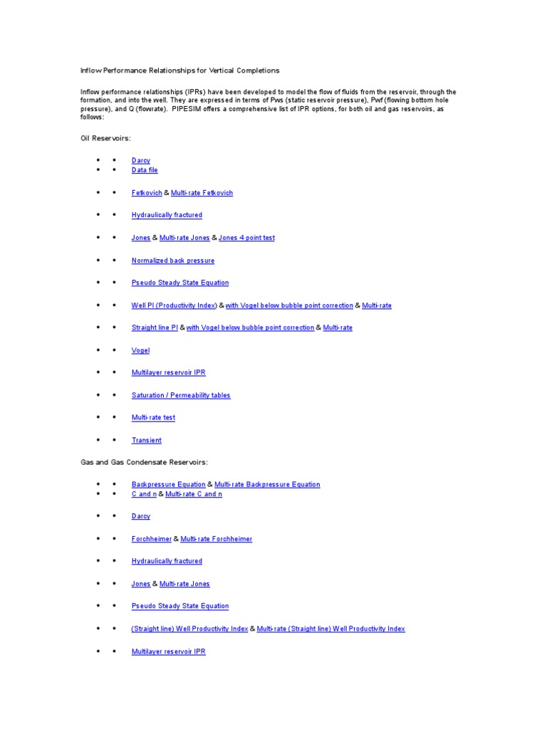Inflow Performance Relationships | Fluid Dynamics | Petroleum Reservoir