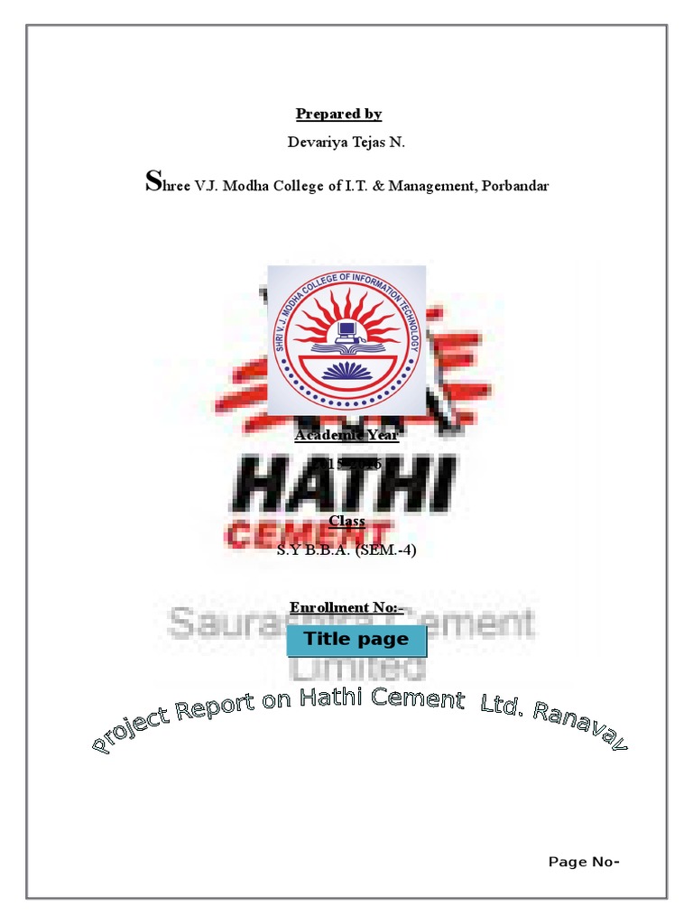Tej Hathi Cement | PDF