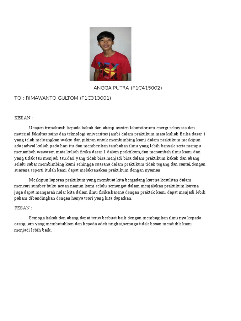 Surat Pesan Kesan Fisika | PDF