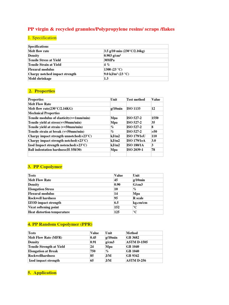 PP Virgin | PDF | Ultimate Tensile Strength | Yield (Engineering)