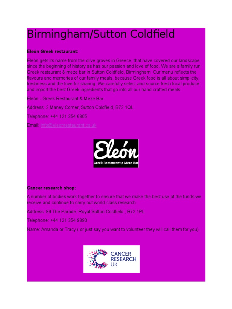 Eleón Greek Restaurant in Sutton Coldfield | PDF | Wellness | Science ...