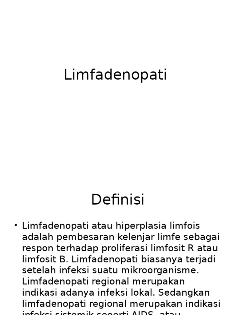 Limfadenopati: Definisi dan Klasifikasi | PDF | Pengembangan Diri ...