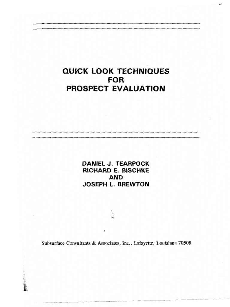 TEARPOCK - Quick Look Techniques For Prospect Evaluation | PDF