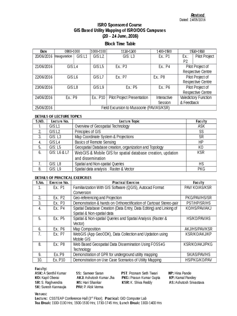 ISRO Sponsored Course GIS Based Utility Mapping of ISRO/DOS Campuses ...