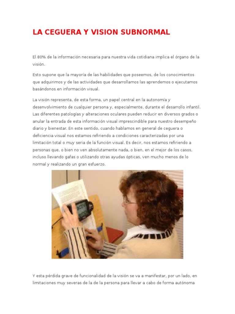 La Ceguera y Vision Subnormal | PDF | Discapacidad visual | Percepción ...