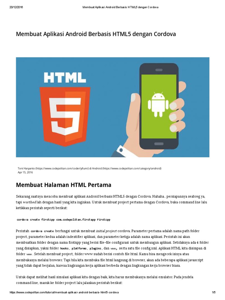 Membuat Aplikasi Android Berbasis HTML5 Dengan Cordova - 1 | PDF