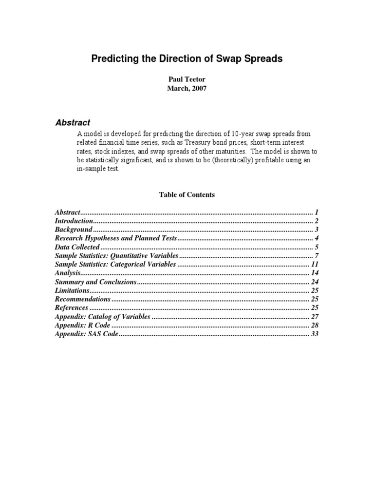 Predicting The Direction of Swap Spreads Paul Teetor PDF | Download ... Predicting The Direction of Swap Spreads Paul Teetor PDF | Download ...