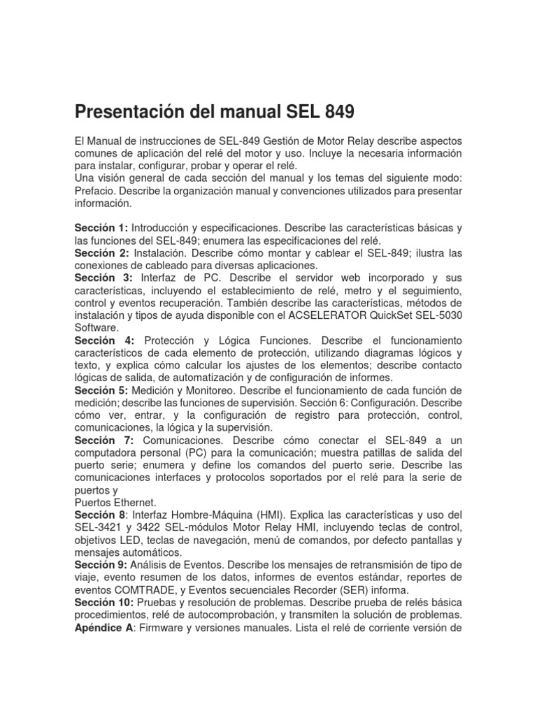 Manual Espaol Sel 849 160218023534 | PDF | Relé | Red de computadoras