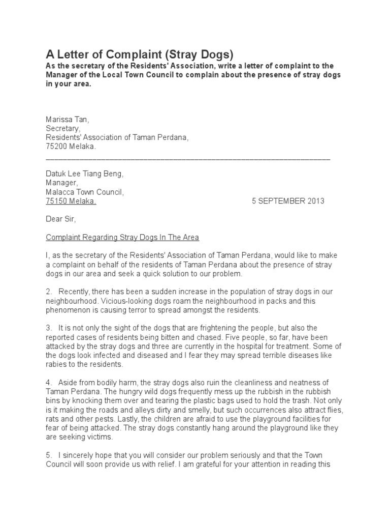 A Letter of Complaint | PDF