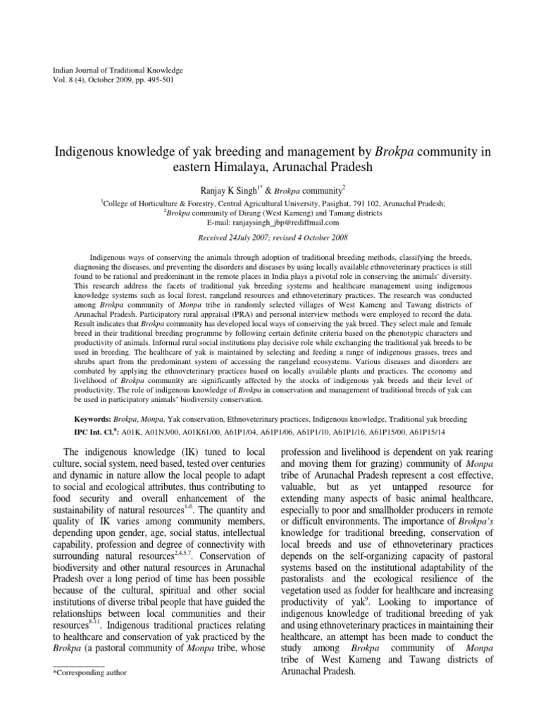 Ijtk 8 (4) 495-501 | PDF | Pastoralism | Agriculture