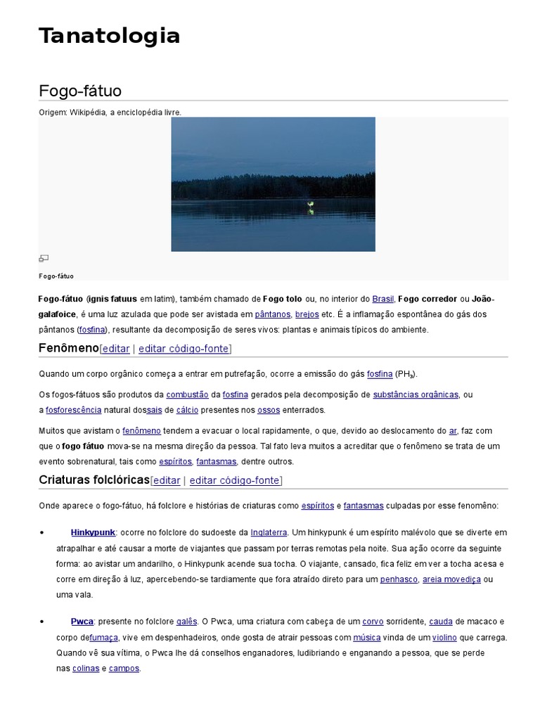 Tanatologia - Fogo Fatuo | PDF | Incêndios | Fantasmas