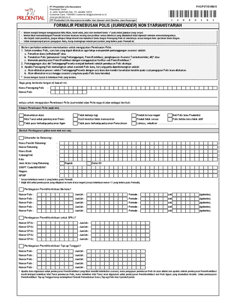 Formulir Penebusan Polis (Surrender) | PDF
