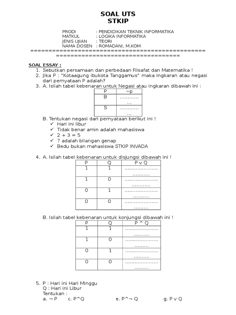 UTS Logika Informatika | PDF