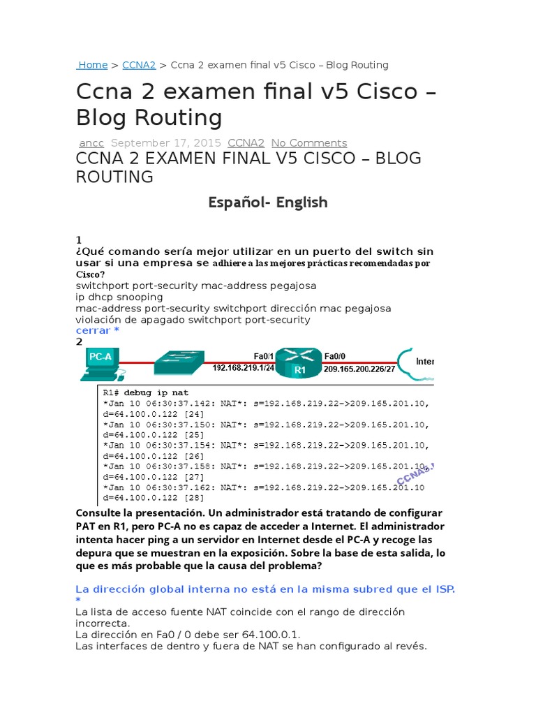 Solucionarios Cisco | Descargar gratis PDF | Enrutador (Computación ...