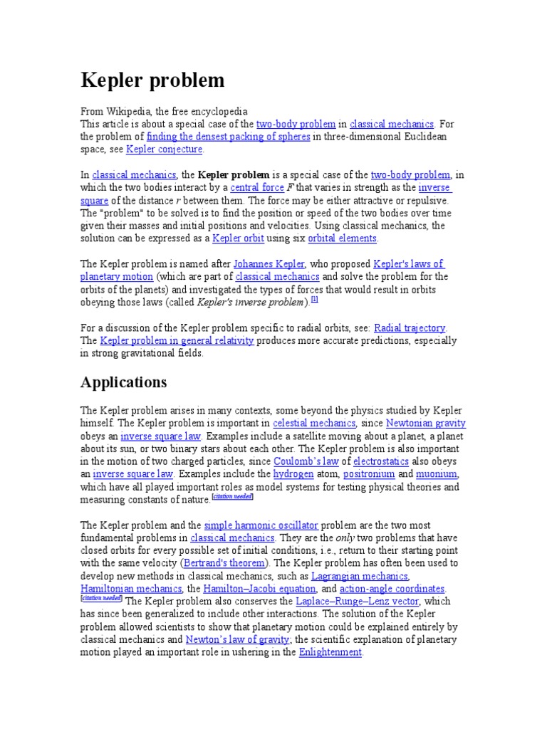 Kepler Problem | Download Free PDF | Scientific Theories | Classical ...