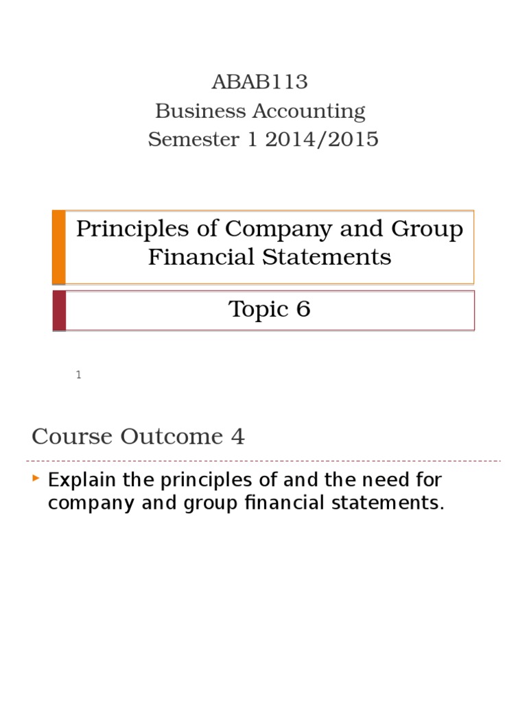 Principles of Company and Group Financial Statements: ABAB113 Business ...