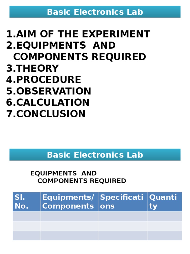 1.aim of The Experiment 2.equipments and Components Required 3.theory 4 ...