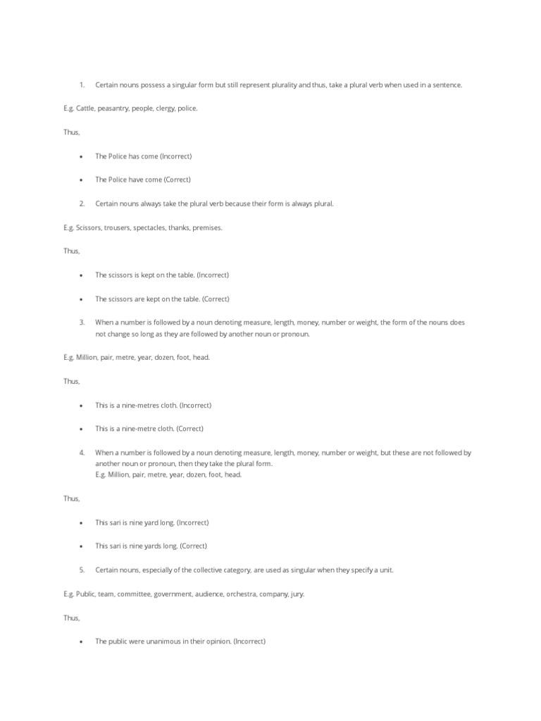 Certain Nouns Possess A Singular Form But Still Represent Plurality and ...