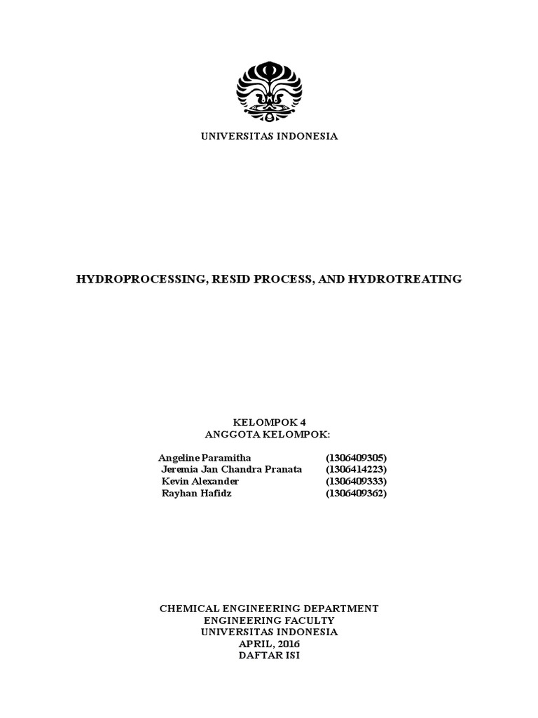 Hydroprocessing and Resid Processing - Pengolahan Minyak Bumi - Makalah ...