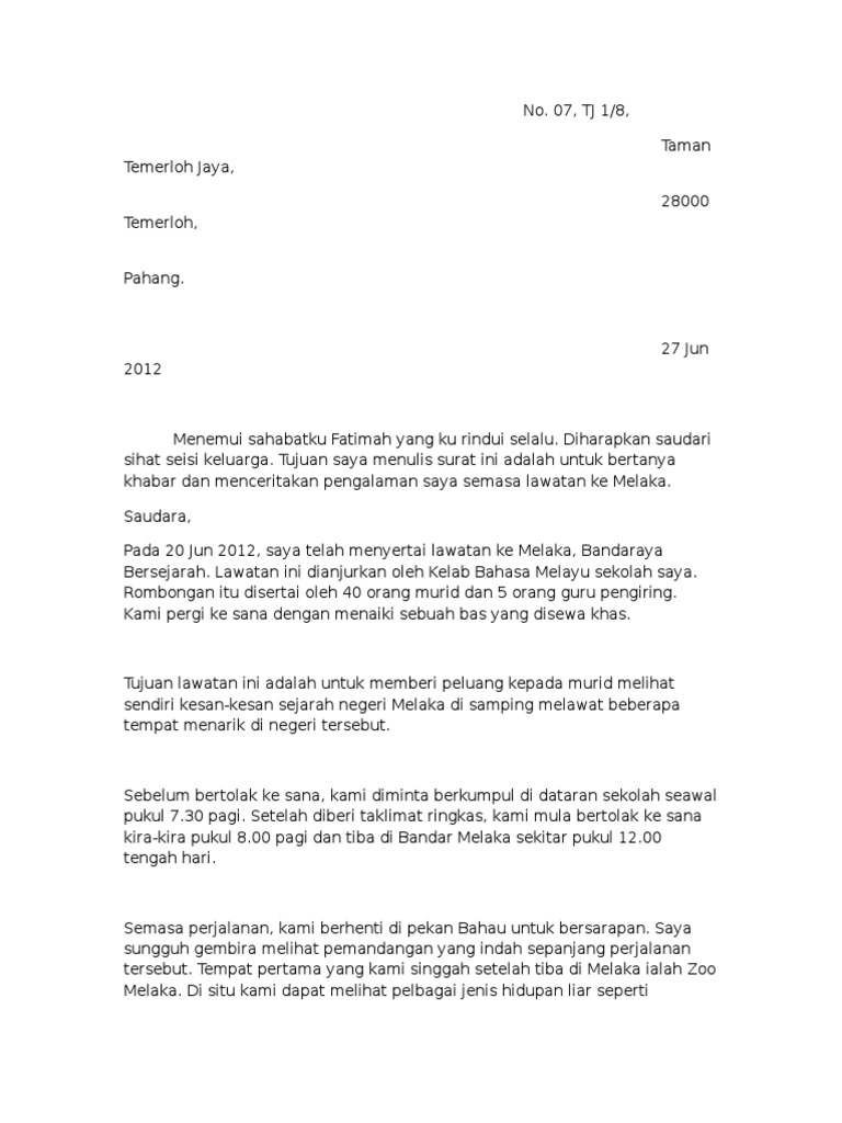 Surat Tak Rasmi Lawatan | PDF