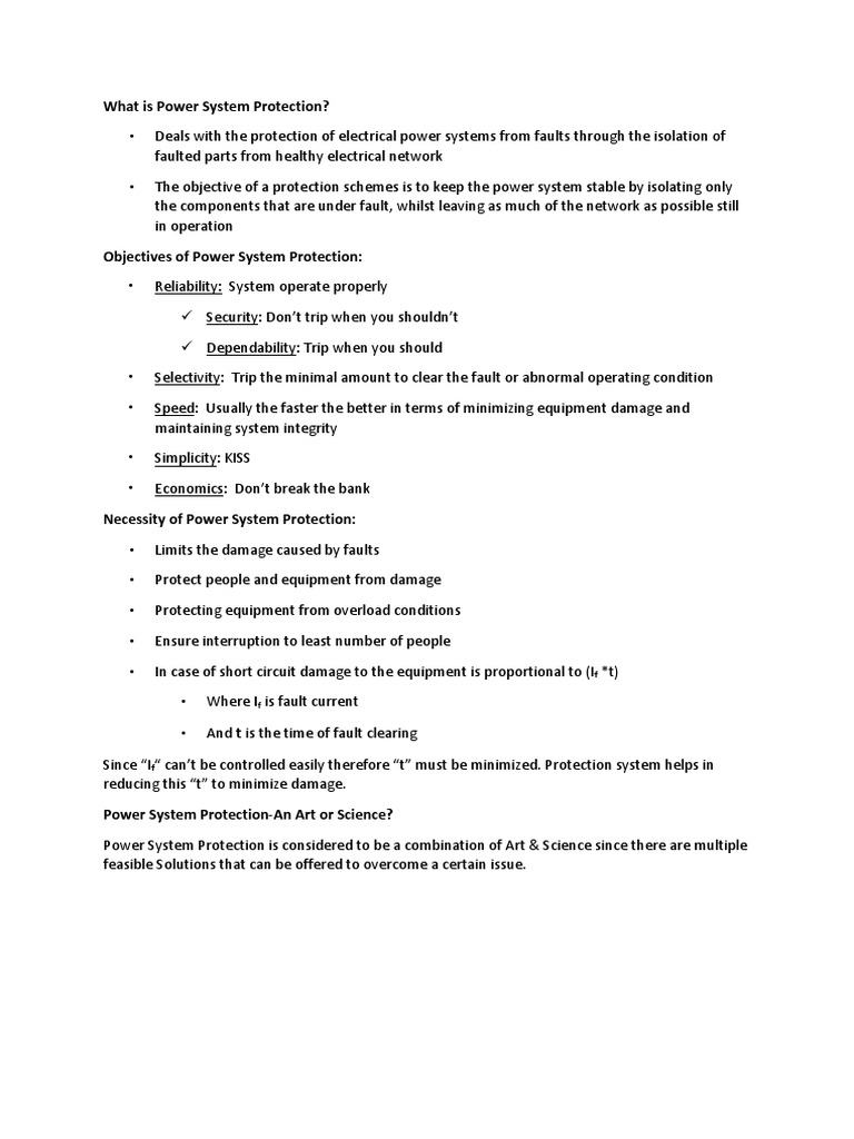 What Is Power System Protection | PDF | Electric Power System | Relay