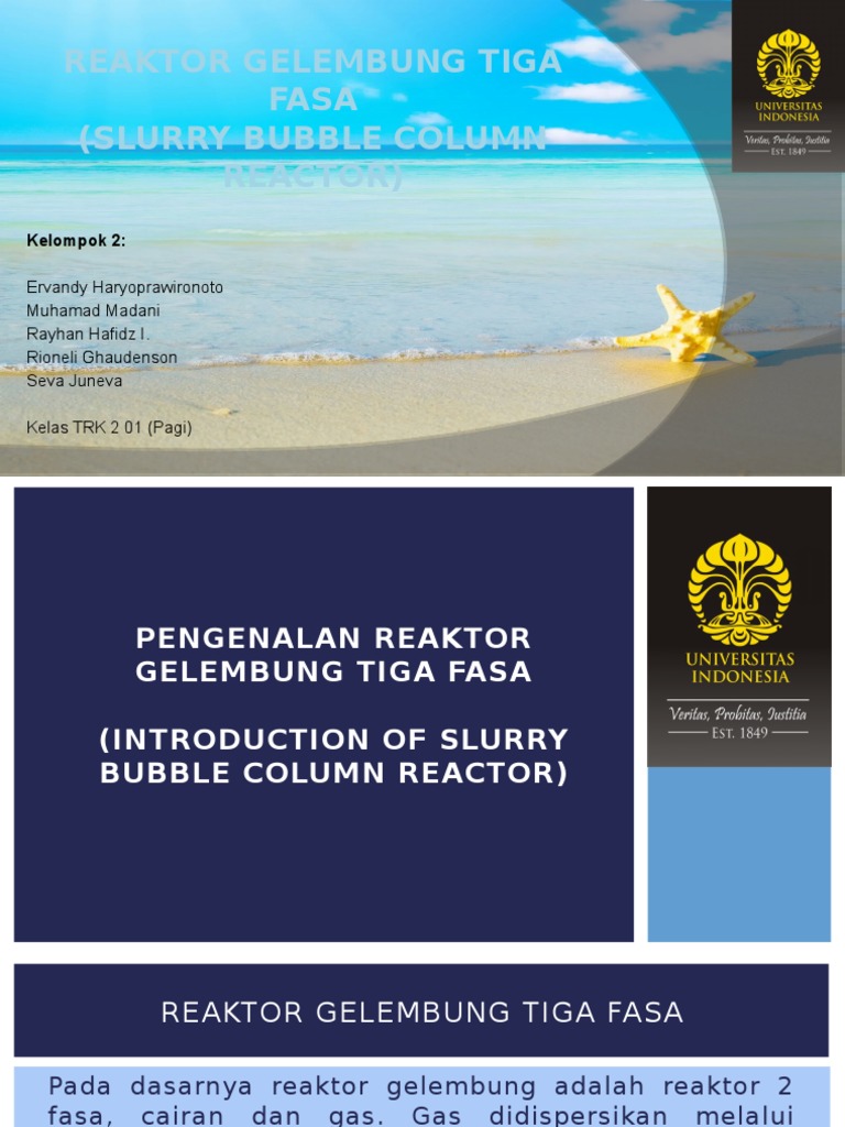 Teknik Reaksi Kimia 2 - Tugas TRK 2 Kelas 01 - Kelompok 2 - Slurry Bubble Column Reactor | PDF ...