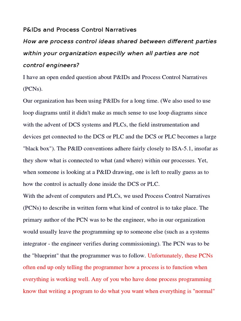 P&IDs and Process Control Narratives | PDF | Programmable Logic ...
