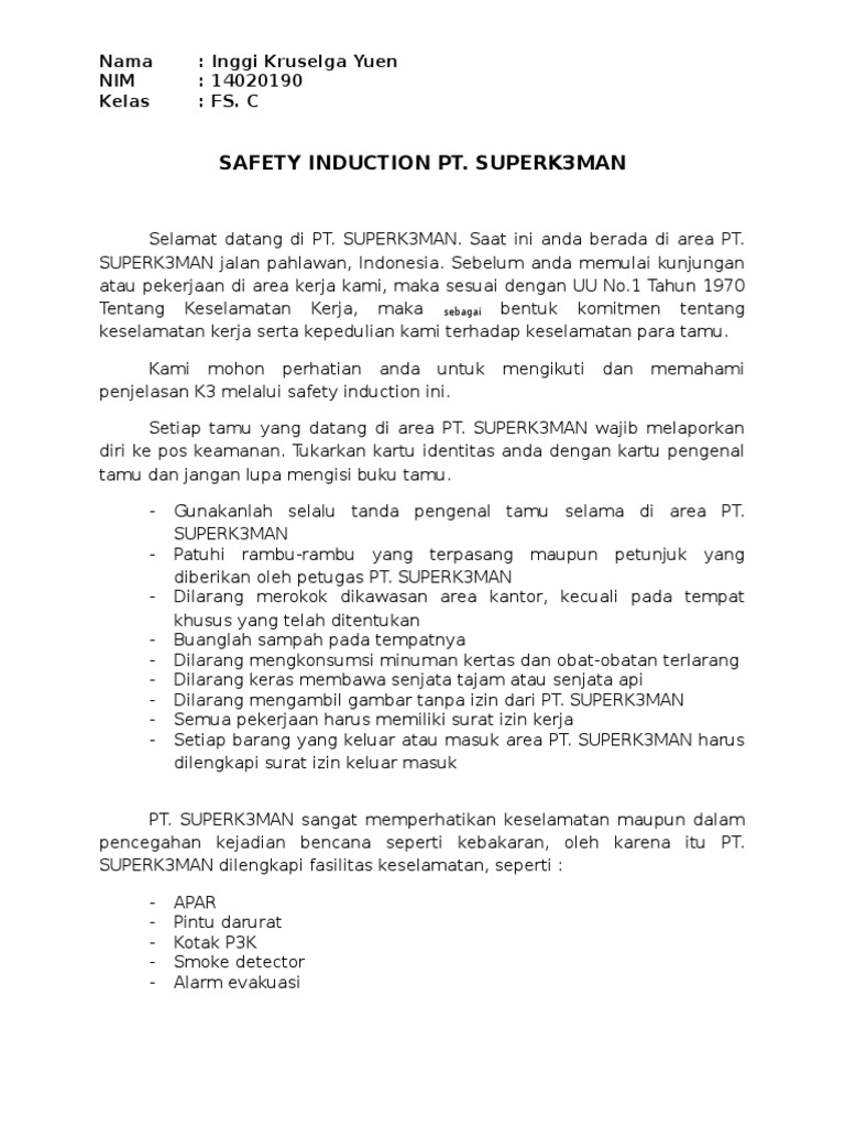 Safety Induction PT | PDF