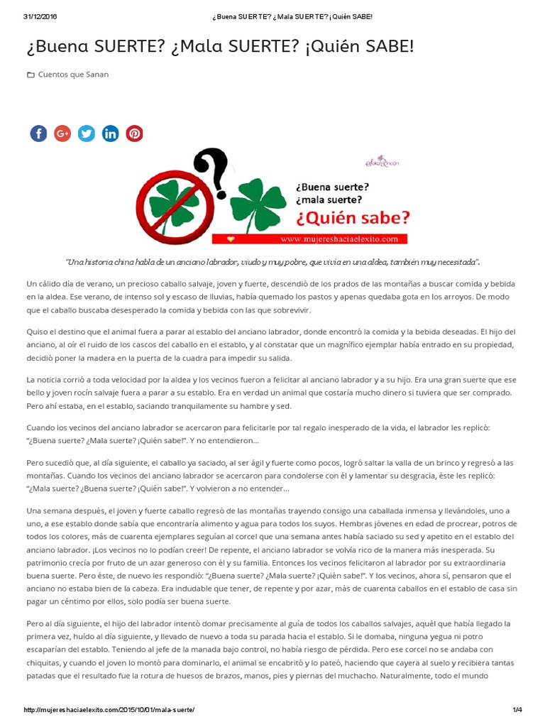 ¿Buena Suerte - ¿Mala Suerte - ¡Quién Sabe! | PDF