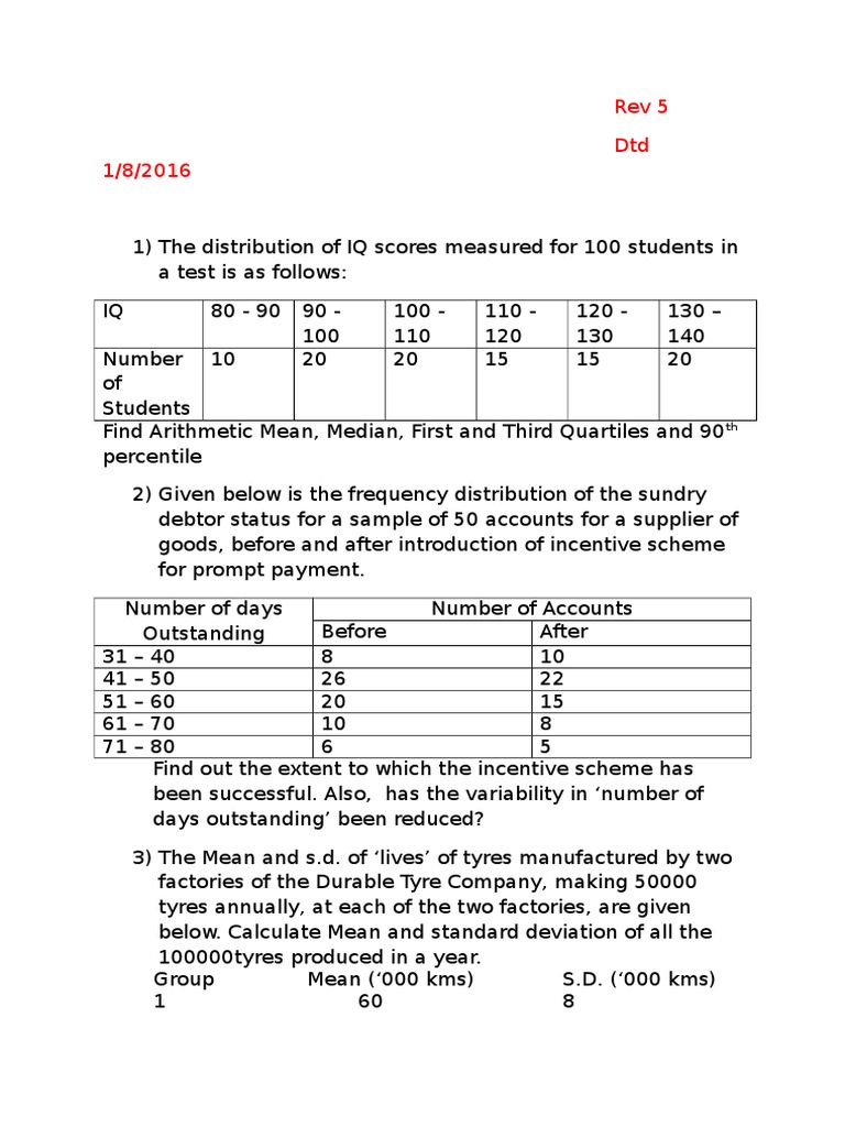 Sums For Practice in Statistics | PDF | Confidence Interval | Standard ...