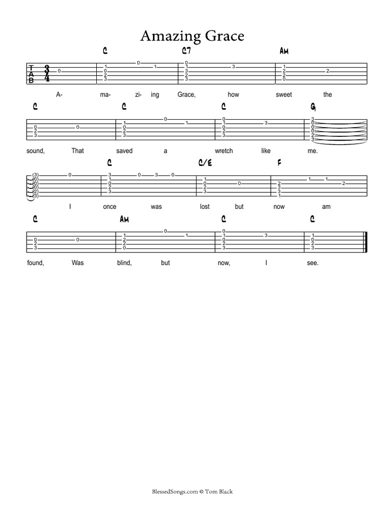 Amazing Grace Lyrics and Chords | PDF