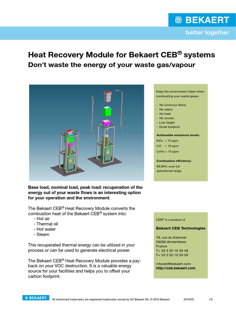 Technical Sheet CEB Heat Recovery Europe | PDF | Combustion | Heat ...