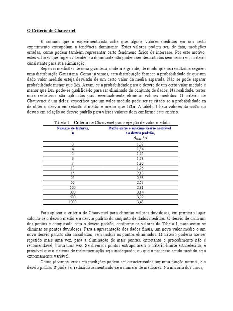 Criterio Chauvenet | PDF