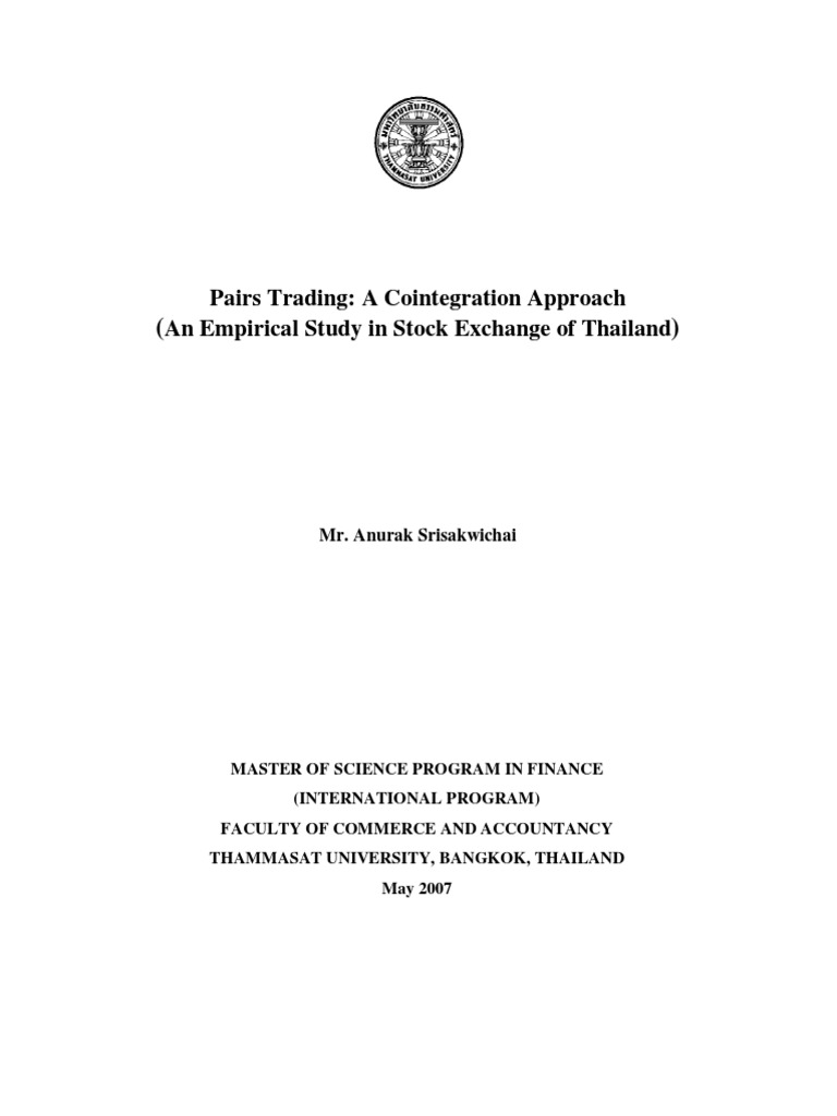 Pairs Trading Cointegration Approach | PDF | Sharpe Ratio | Ordinary ...