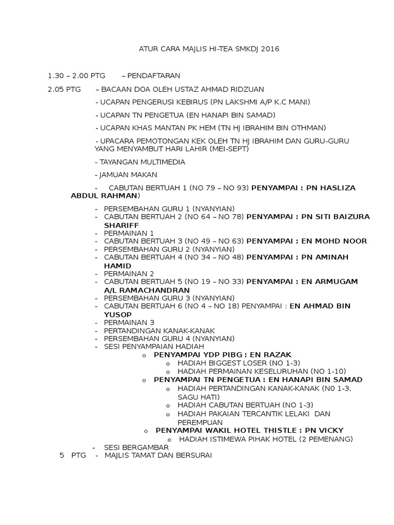 Atur Cara Majlis Hitea | PDF