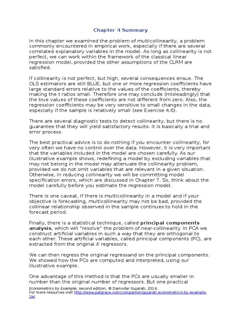 Chapter 4 | PDF | Multicollinearity | Principal Component Analysis