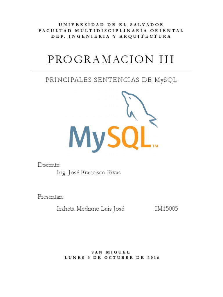 Sentencias Básicas MySQL: Guía Práctica | PDF | Ciencia y matemáticas